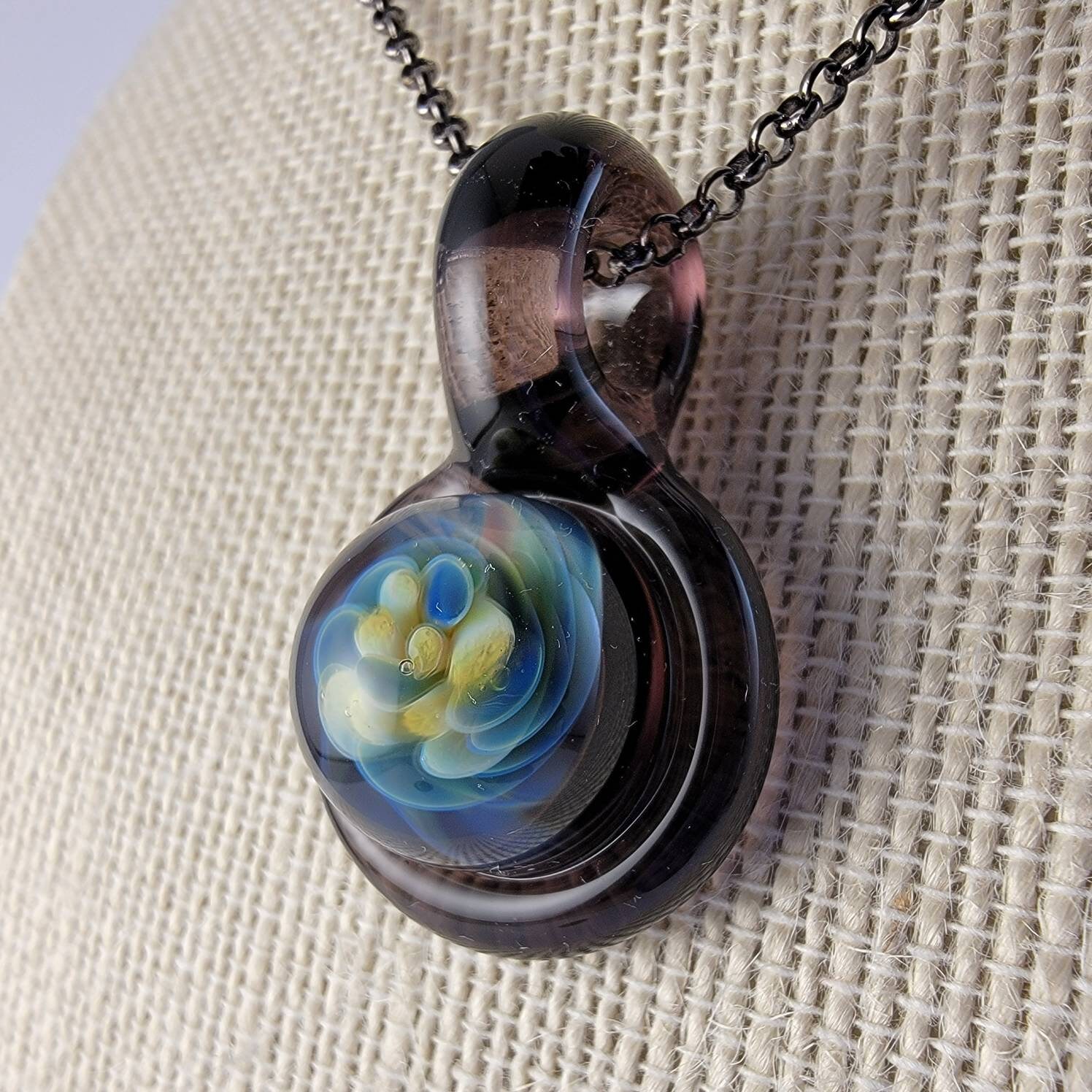 Handmade Glass Blown Implosion Spiral Necklace Pendant. - Etsy