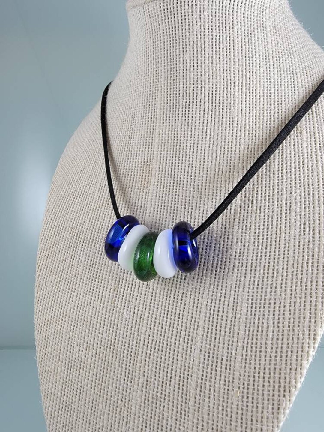 Handmade Glass Interchangeable Bead Necklace on Faux Leather - Etsy