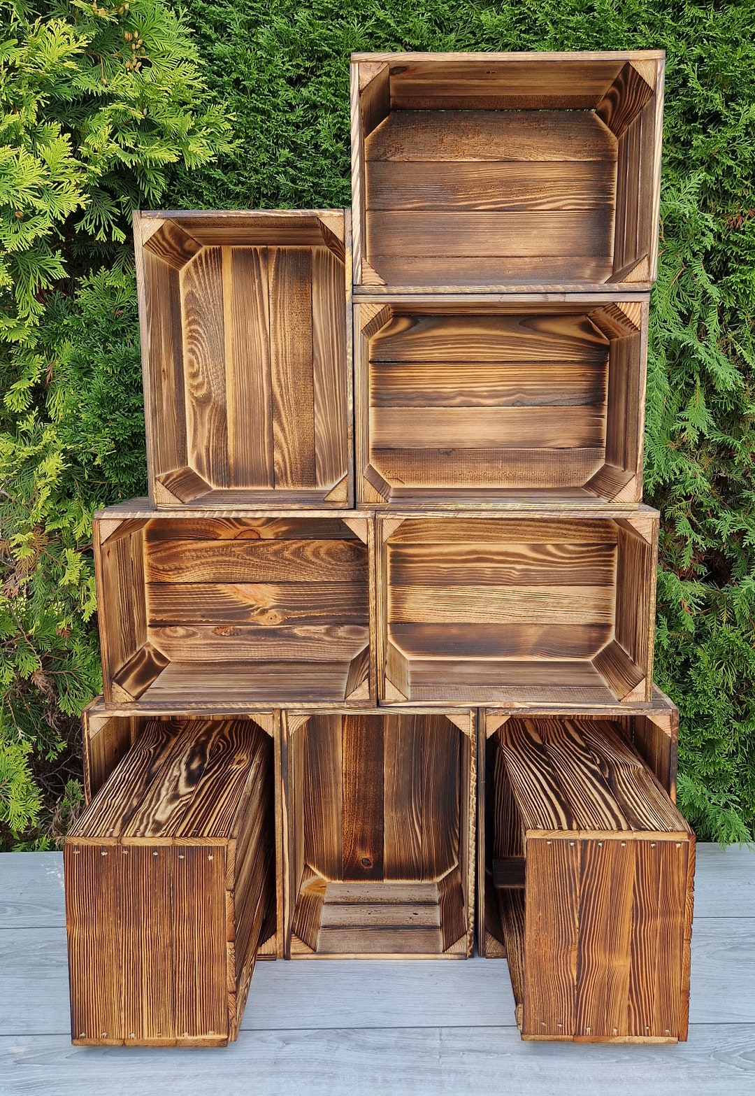 Wooden Crates in Burnt Effect Finish,smaller Crates for Decoration ...