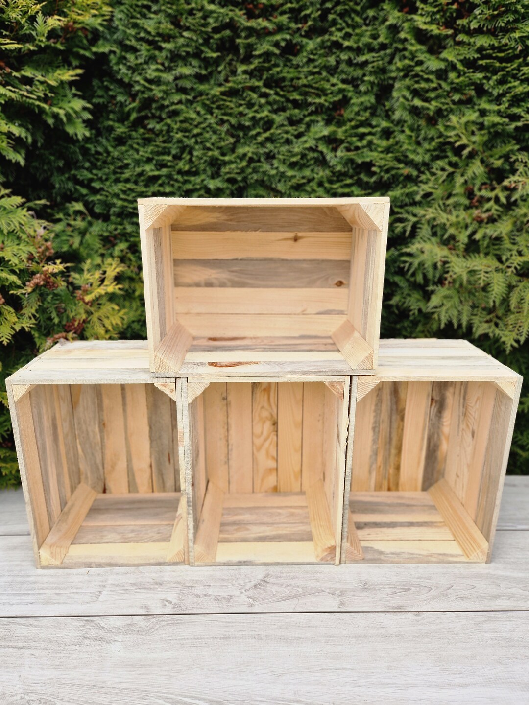 Wooden Crates Natural Grey Colour, Set of Storage Boxes, Decoration and ...