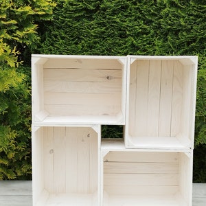 Wooden White Crate, Set of Storage Crates, Vintage Boxes, Medium Size ...