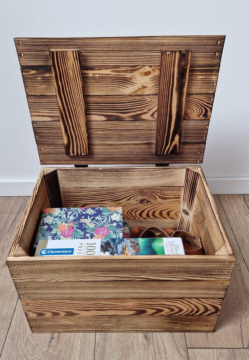 Rustic Wooden Storage Crates With Lid - Holiday Storage, Gift Box - Etsy UK