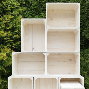 Wooden White Crate, Set of Storage Crates, Vintage Boxes, Medium Size ...
