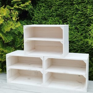 Wooden White Crate, Set of Storage Crates, Vintage Boxes, Medium Size ...