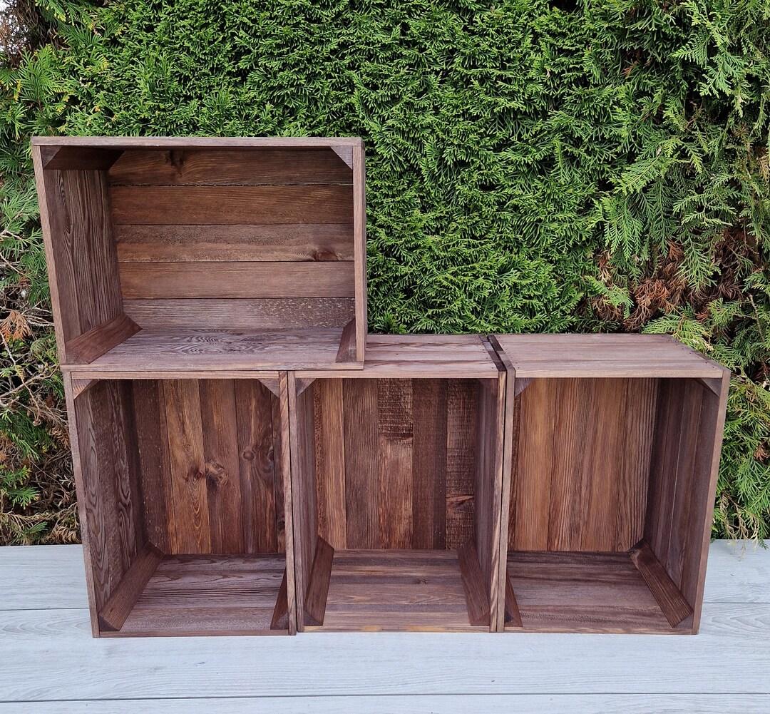 Sturdy Wooden Rustic Crates, Set of Durable Storage Box, Display Stand ...