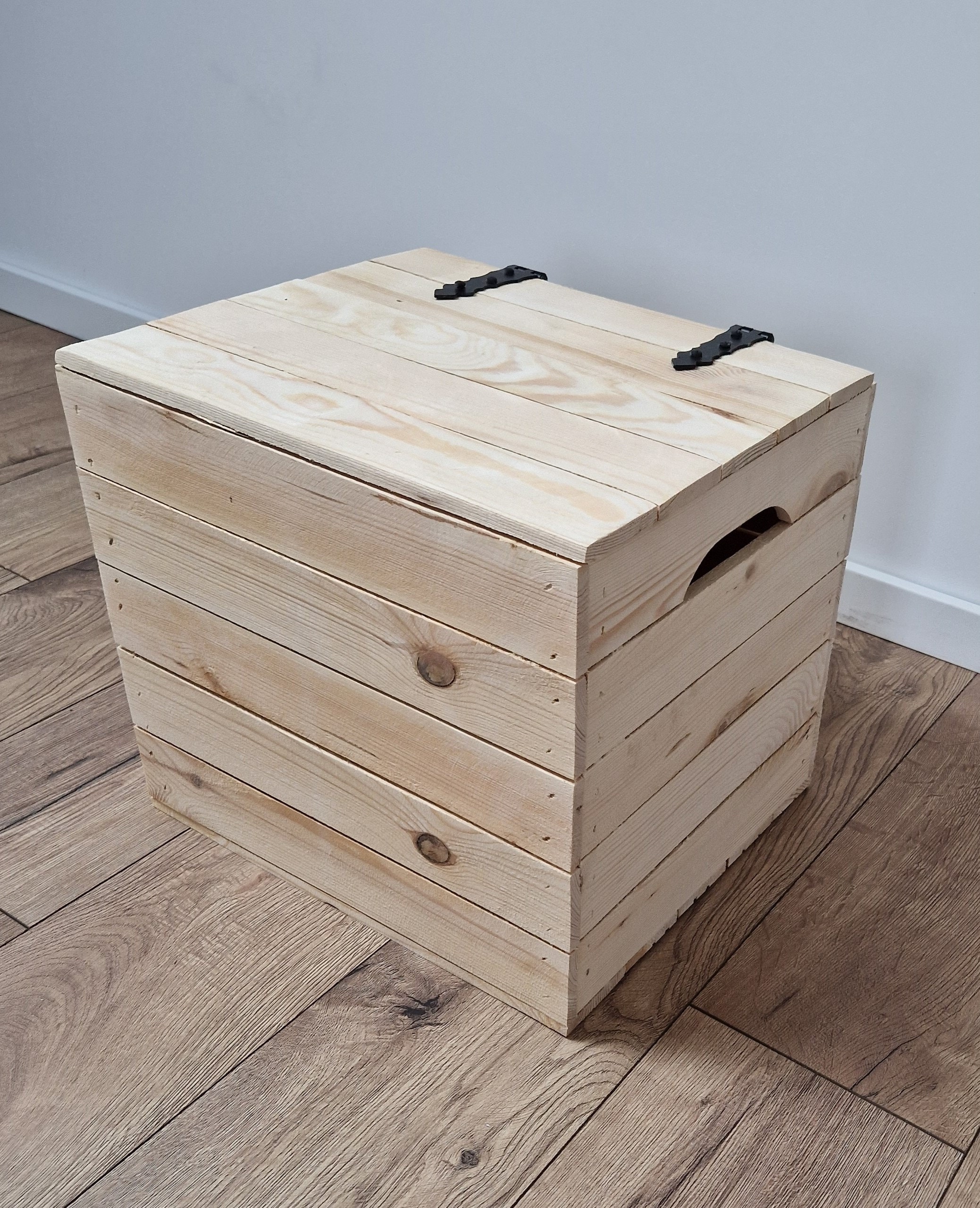 Wooden Storage Boxes With Hinged Lid 34x38x33 Storage Basket Natural or Burnt Effect Look Wooden Chest With Handles Etsy