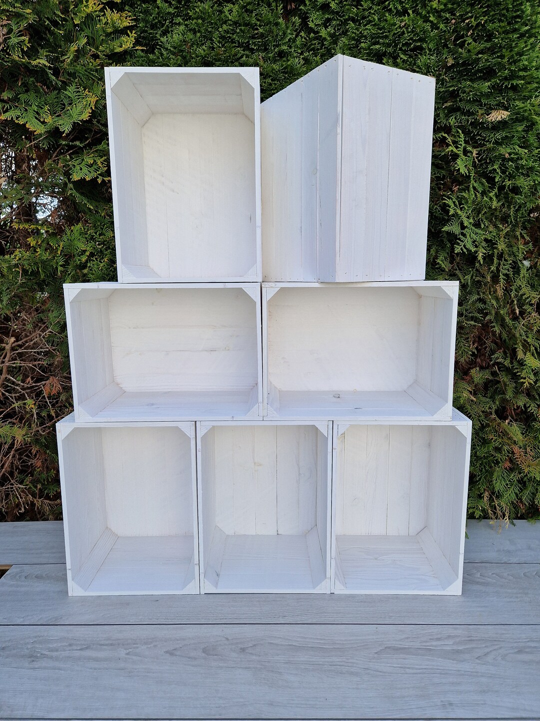 Wooden White Crates, Set of Storage Crate, Vintage Boxes, Medium Size ...
