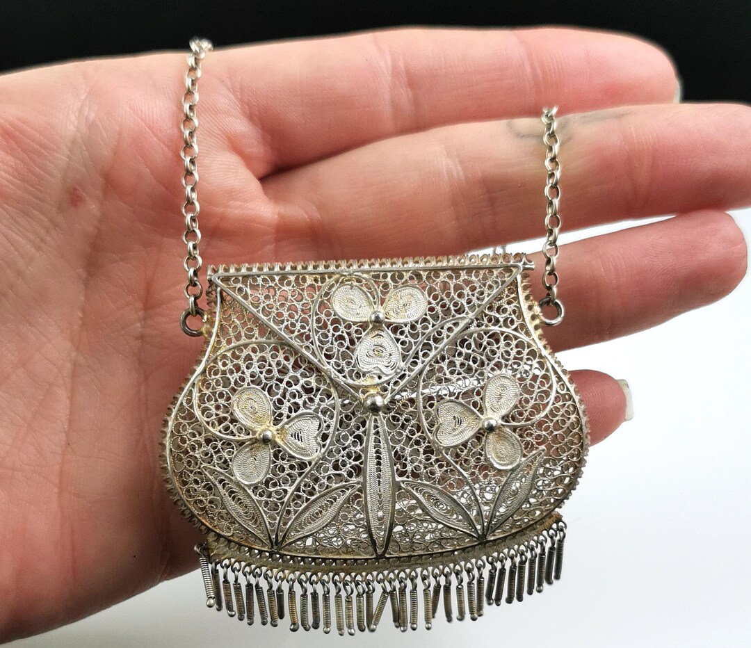 Vintage Sterling Silver Filigree Purse, Evening Purse - Etsy