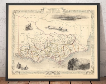 Old Melbourne Australia Map Vintage Victoria Capital City Atlas ...