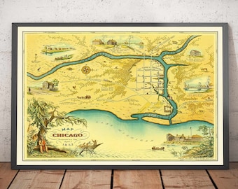 1833 Map of Chicago - Etsy