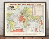 Old Map of the French Colonial Empire 1938 by Taride - Etsy