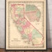 Old Map of California 1860, Colton - San Francisco, Los Angeles, San ...