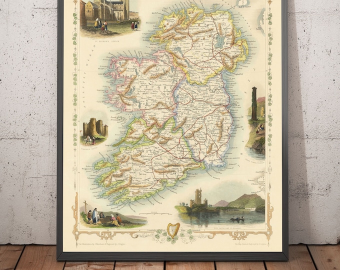 Old Map of Ireland First Published in 1883, Vintage Map of Ireland ...