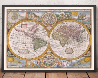 Rare Old World Atlas Map from 1651 by John Speed Colour | Etsy