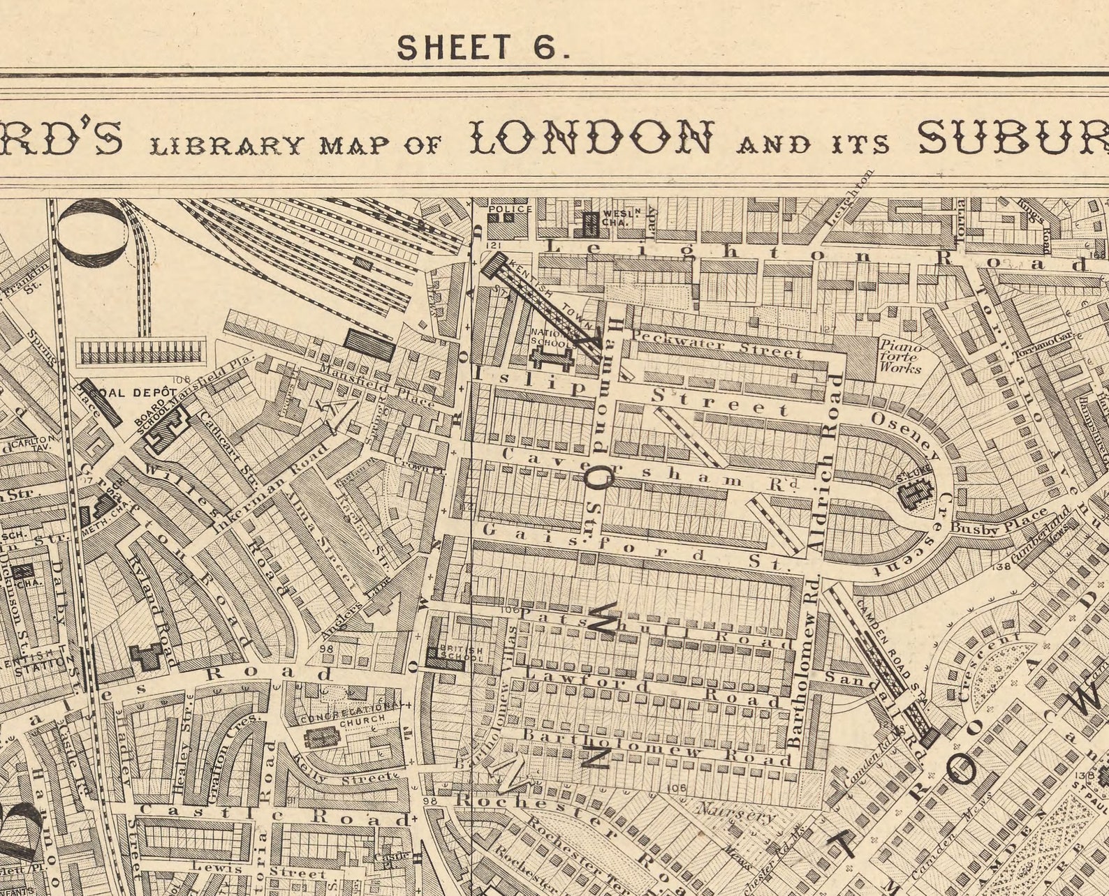 Old Map of North London in 1862 Camden Regents Park | Etsy