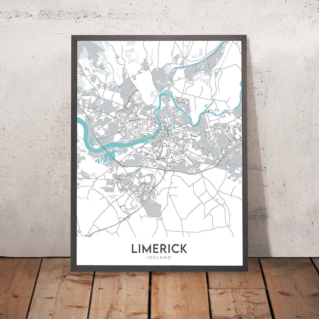 Modern City Map of Limerick, Ireland: King John's Castle, Thomond Park ...