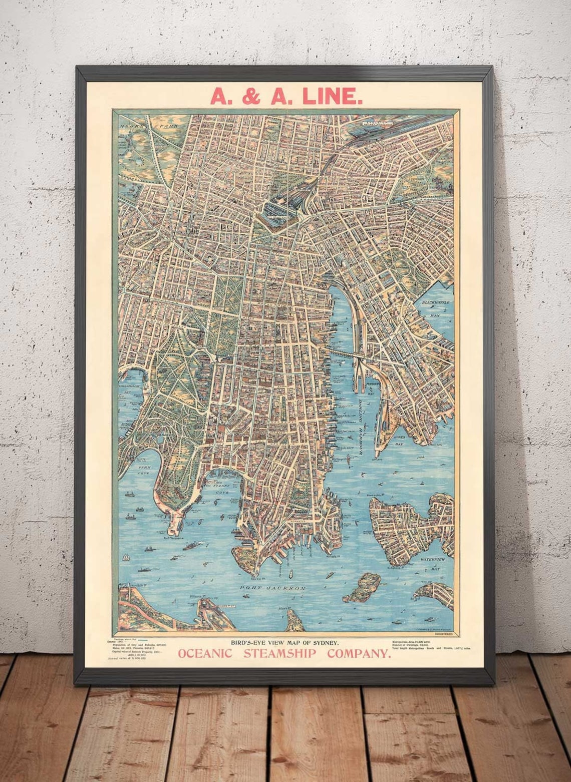 Old Map of Sydney 1902 by John Andrew - Coves Bays, Harbours, Port ...