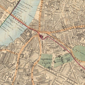 Old Map of South London in 1891 - Battersea, Chelsea, Oval, Stockwell ...
