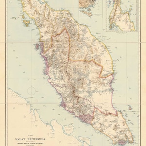 Old Map of the Malay Peninsula in 1898 by Cuylenburg & Stanford ...