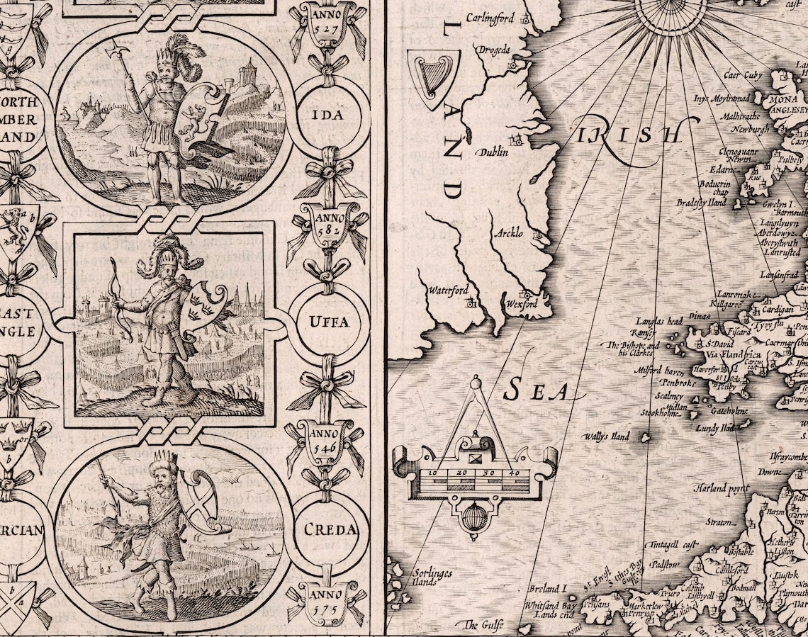 Old Viking Map of England Wales & Scotland in 1611 | Etsy UK