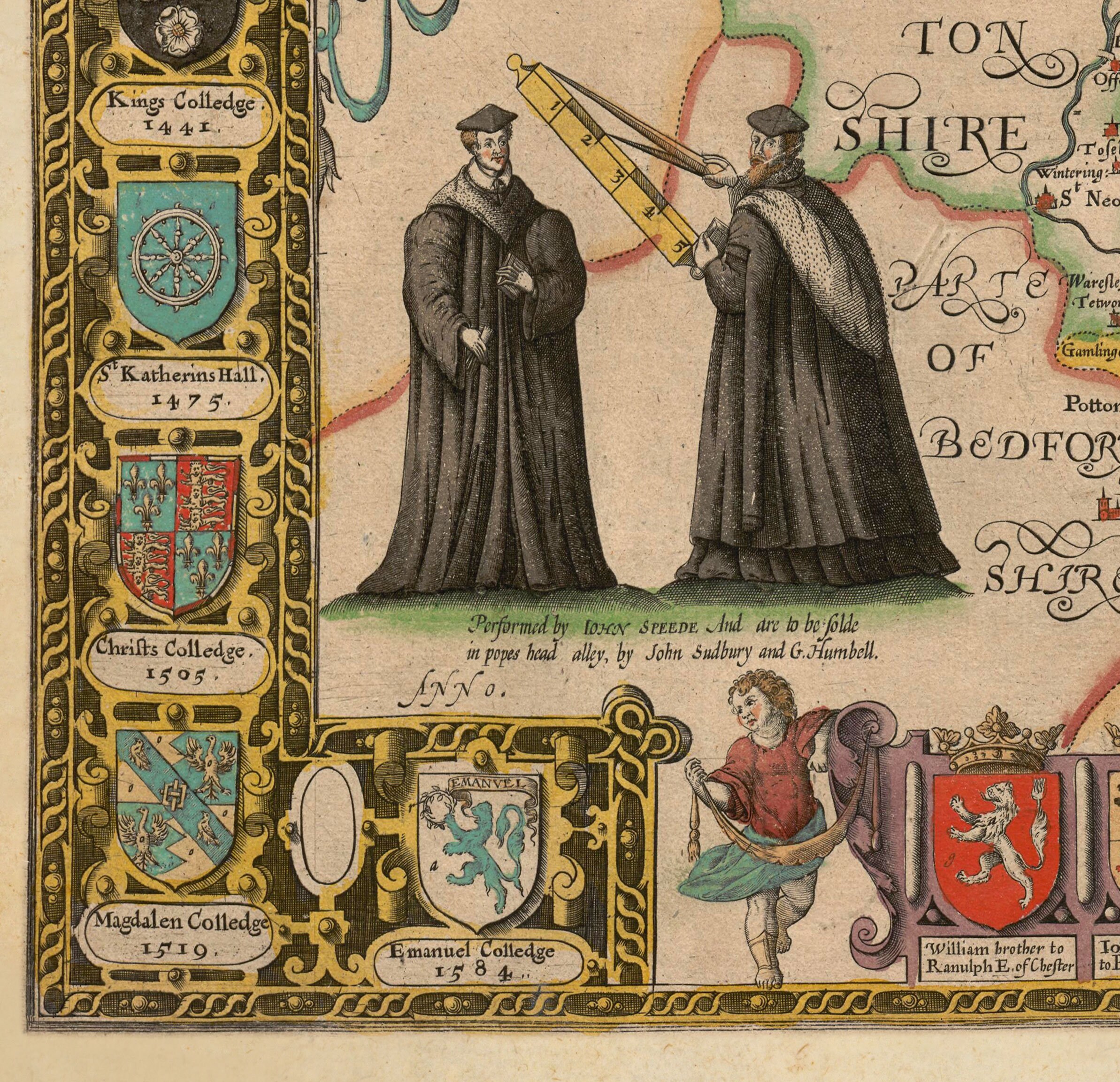 Old Map of Cambridgeshire 1611 by Speed - Cambridge, University ...