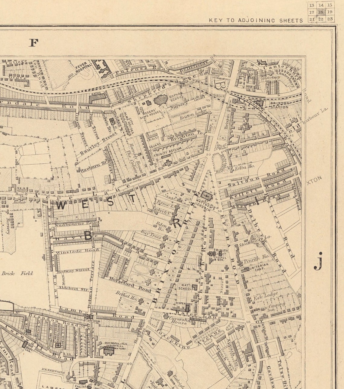Old Map of South London in 1862 - Clapham, Balham, Brixton, Tooting ...