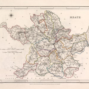 Old Map of County Meath by Samuel Lewis, 1844: Navan, Trim, Kells ...