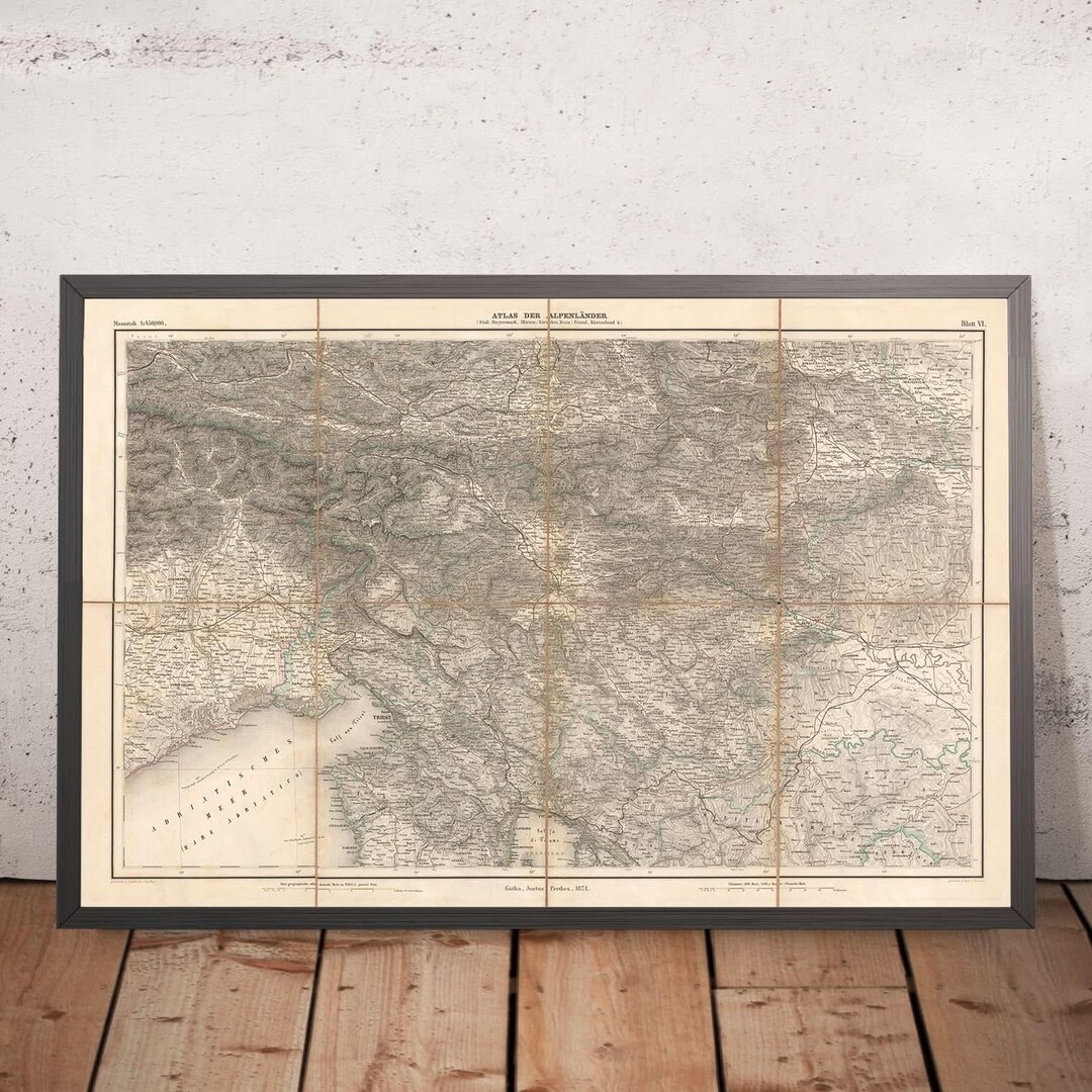 Old Map of Eastern and Julian Alps by Mayr, 1874: Trieste, Slovenia ...