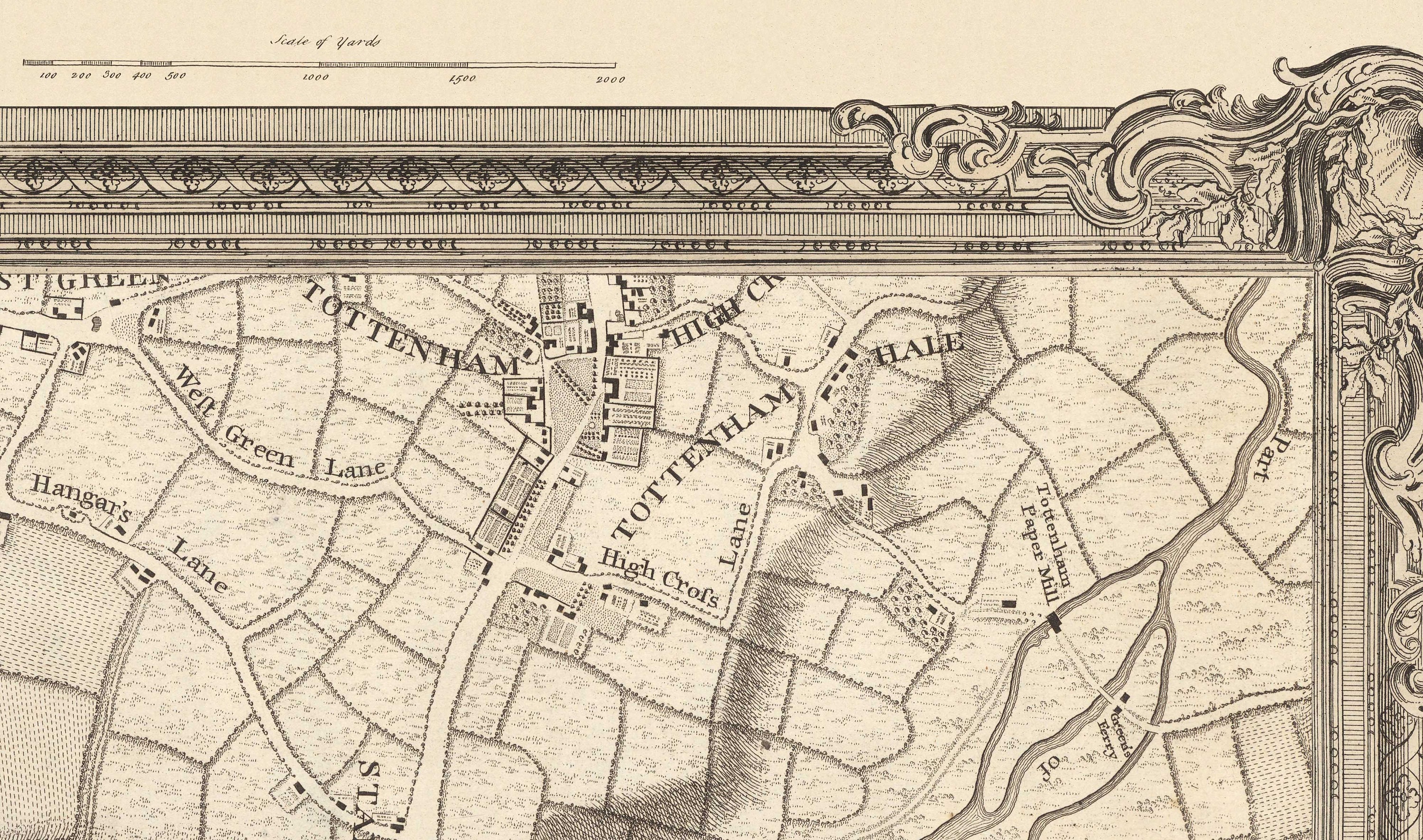 Old Map of North London in 1746 by John Rocque - Highgate, Clapton ...