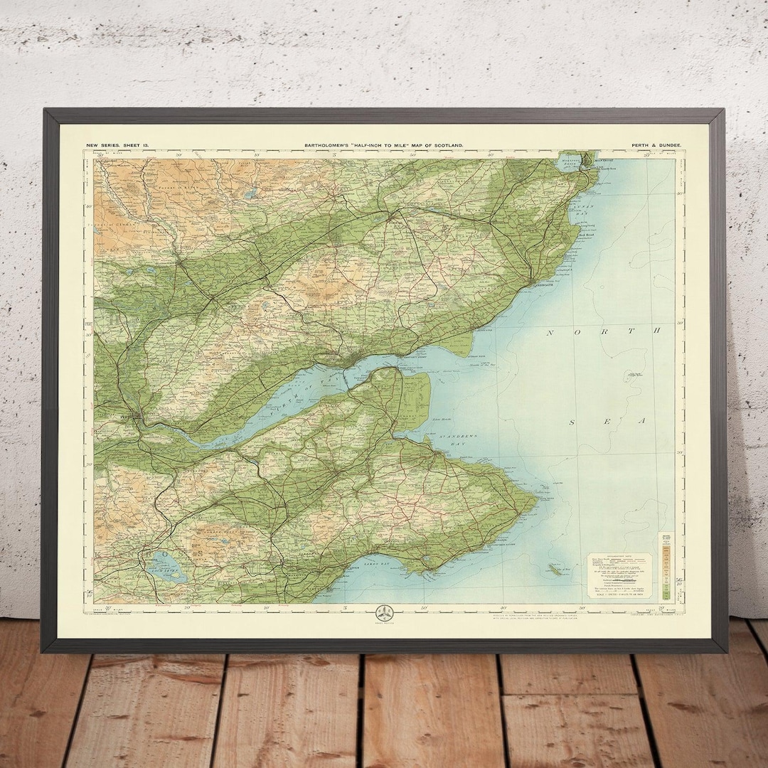 Old OS Map of Perth & Dundee, Scotland by Bartholomew, 1901: Angus ...