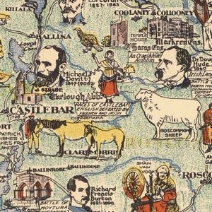 Story Map of Ireland, 1936 - Old Pictorial Chart of Eire - Historical ...