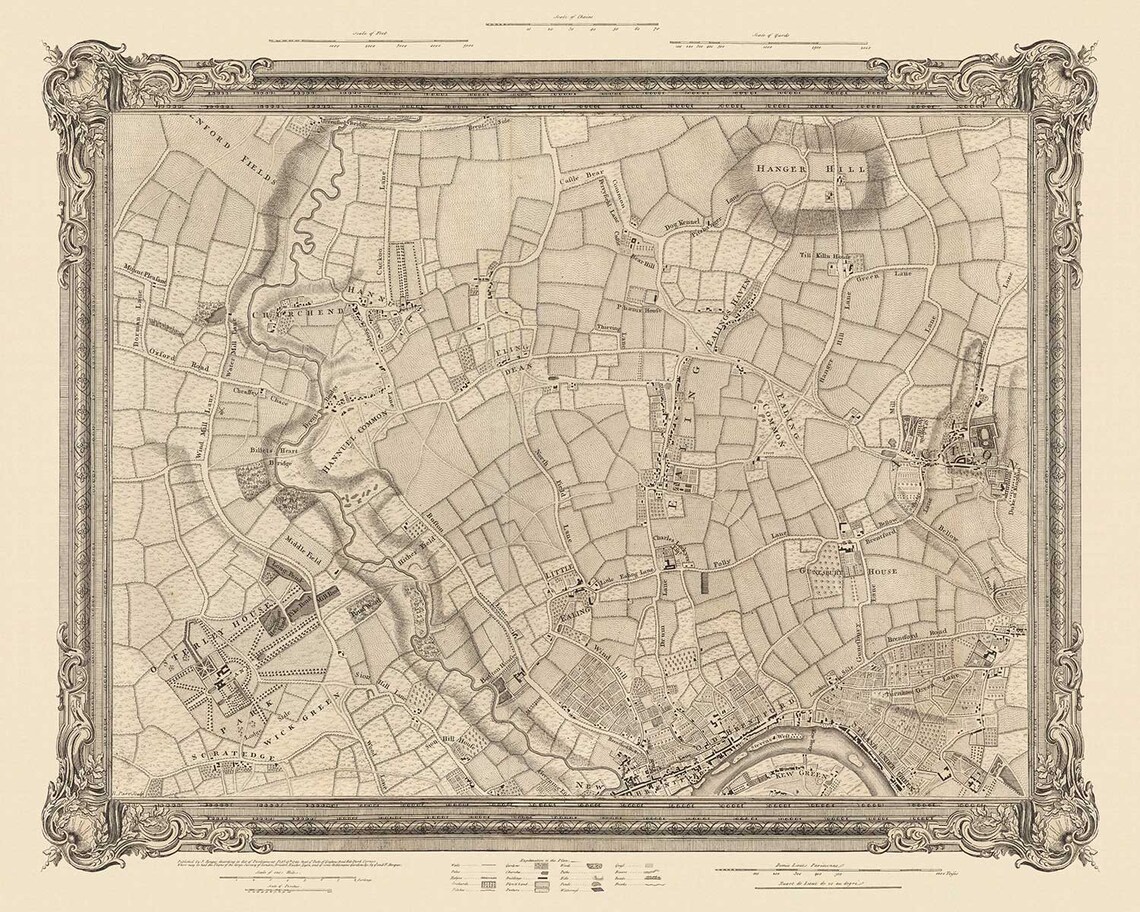 Old Map of West London in 1746 by John Rocque - Brentford, Ealing ...