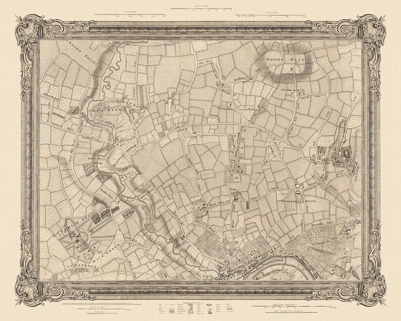 Old Map of West London in 1746 by John Rocque - Brentford, Ealing ...