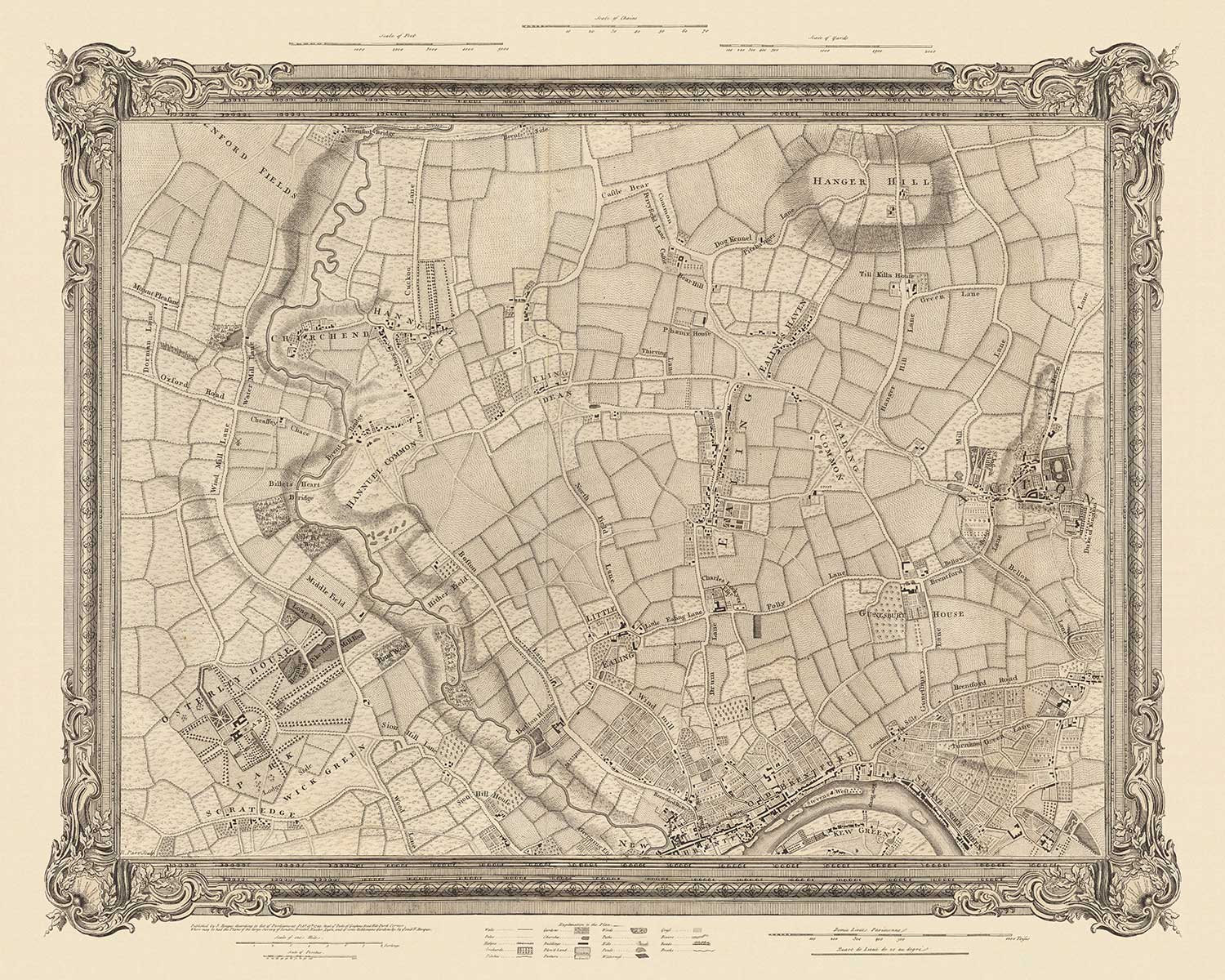 Old Map of West London in 1746 by John Rocque Brentford - Etsy UK