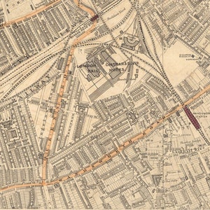 Old Map of South London in 1891 - Battersea, Chelsea, Oval, Stockwell ...