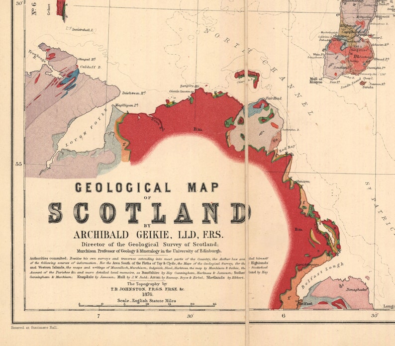 Old Map of Scotland by A. Geikie 1876 Scottish Geology Map | Etsy UK