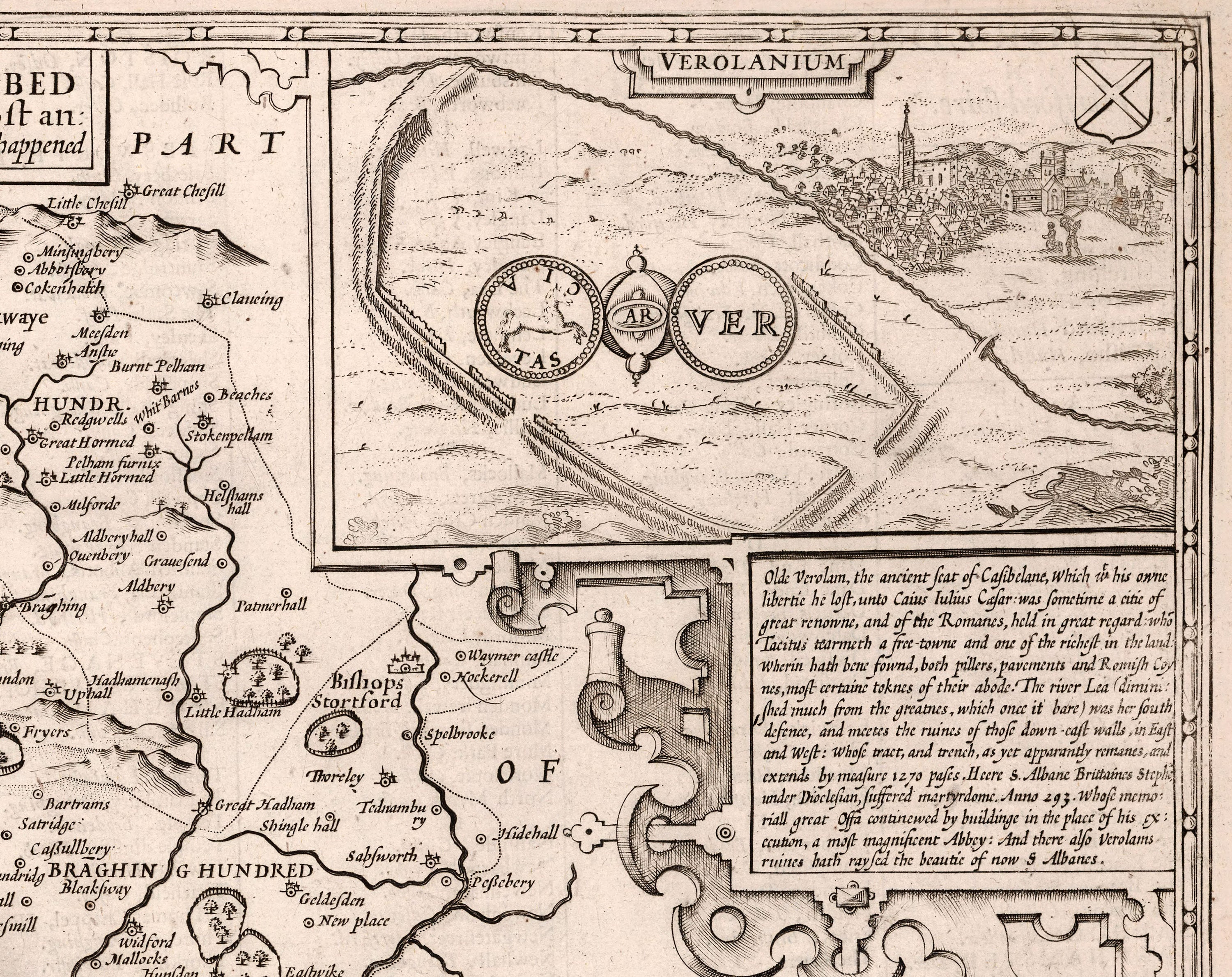 Old Map of Hertfordshire, 1611, John Speed - Stevenage, St Albans ...