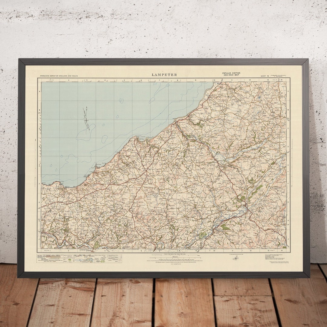 Old Ordnance Survey Map, Sheet 78 - Lampeter, 1925: New Quay, Aberaeron ...