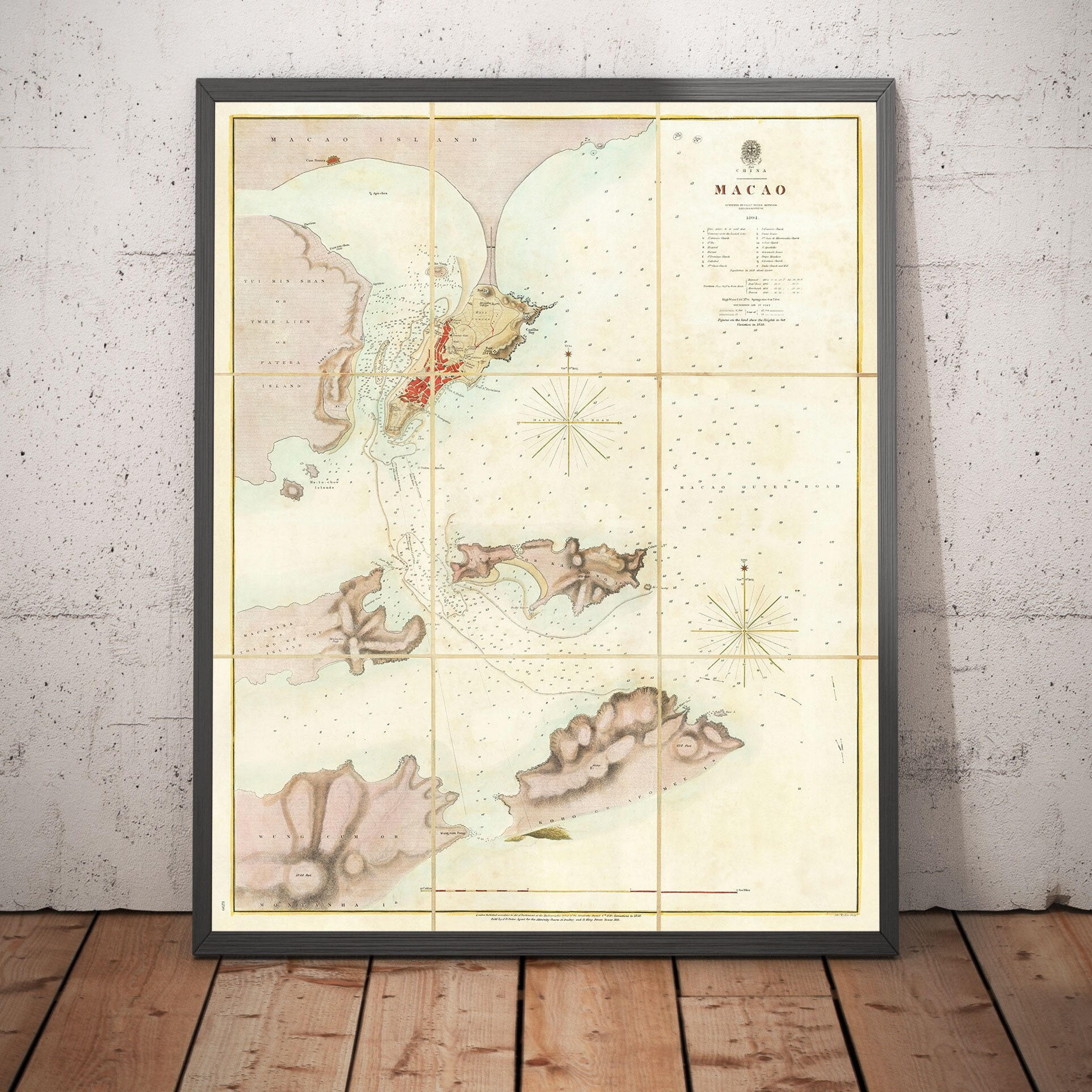 Old Map of Macao 1840 Colonial Portuguese Macau Taipa - Etsy UK