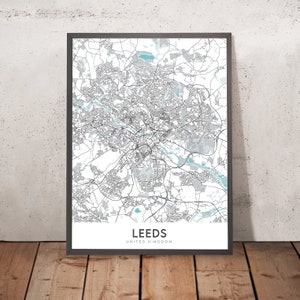 Modern City Map of Leeds, UK: City Centre, Art Gallery, Town Hall ...