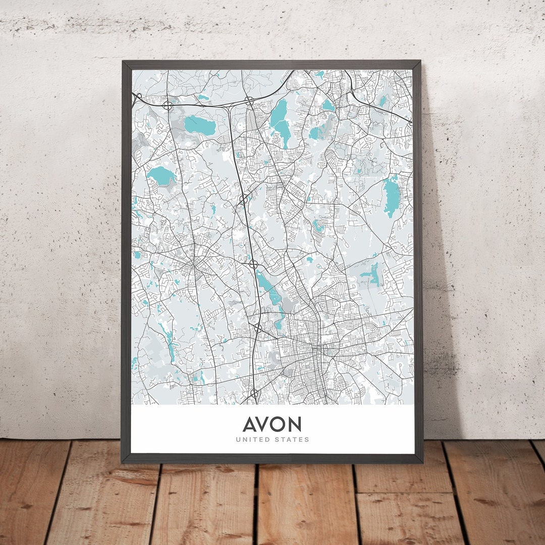 Modern City Map of Avon, MA: Avon Town Hall, Avon Public Library ...