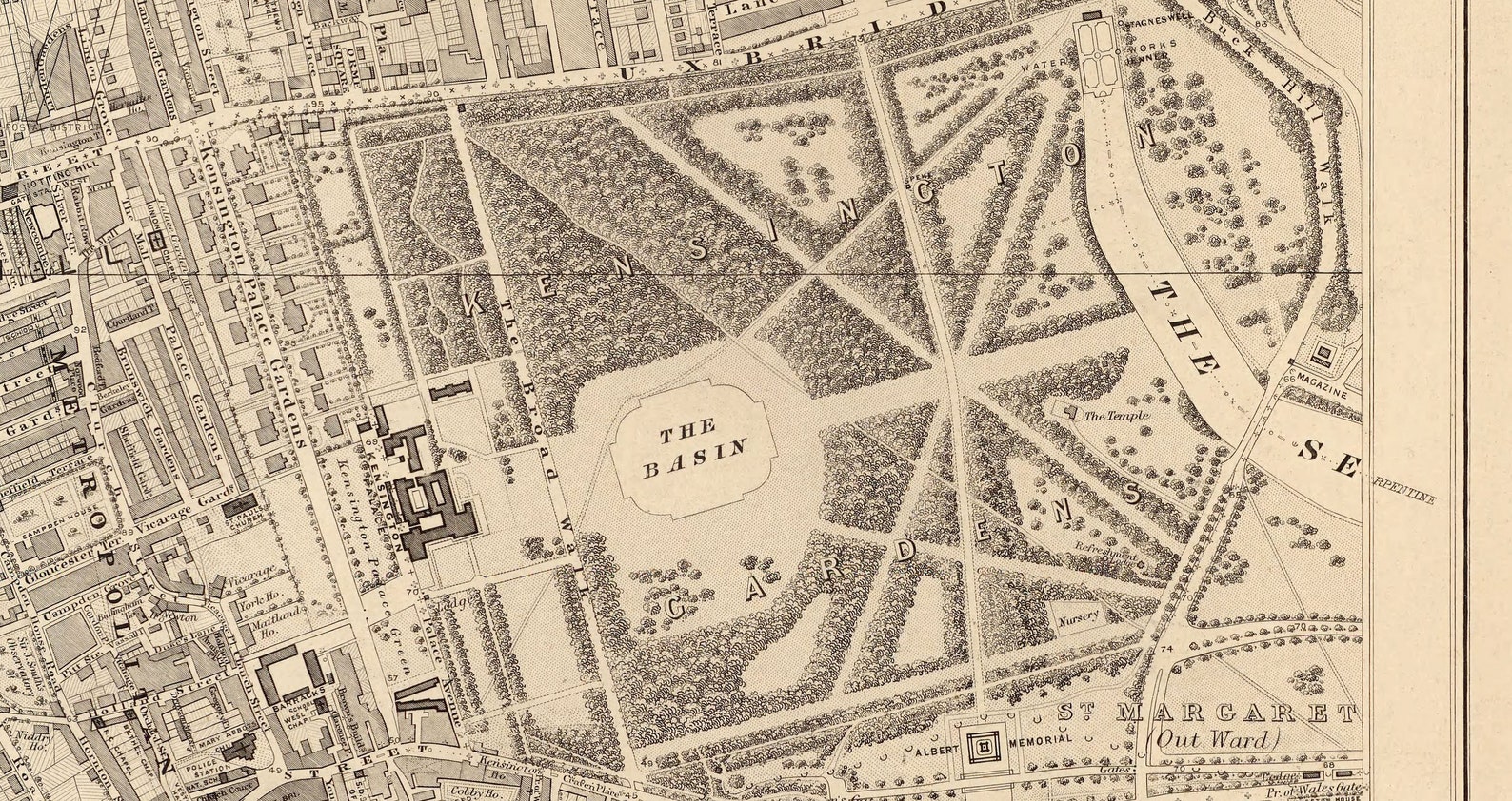 Old Map of West London - Notting Hill, Kensington, Portobello Road ...