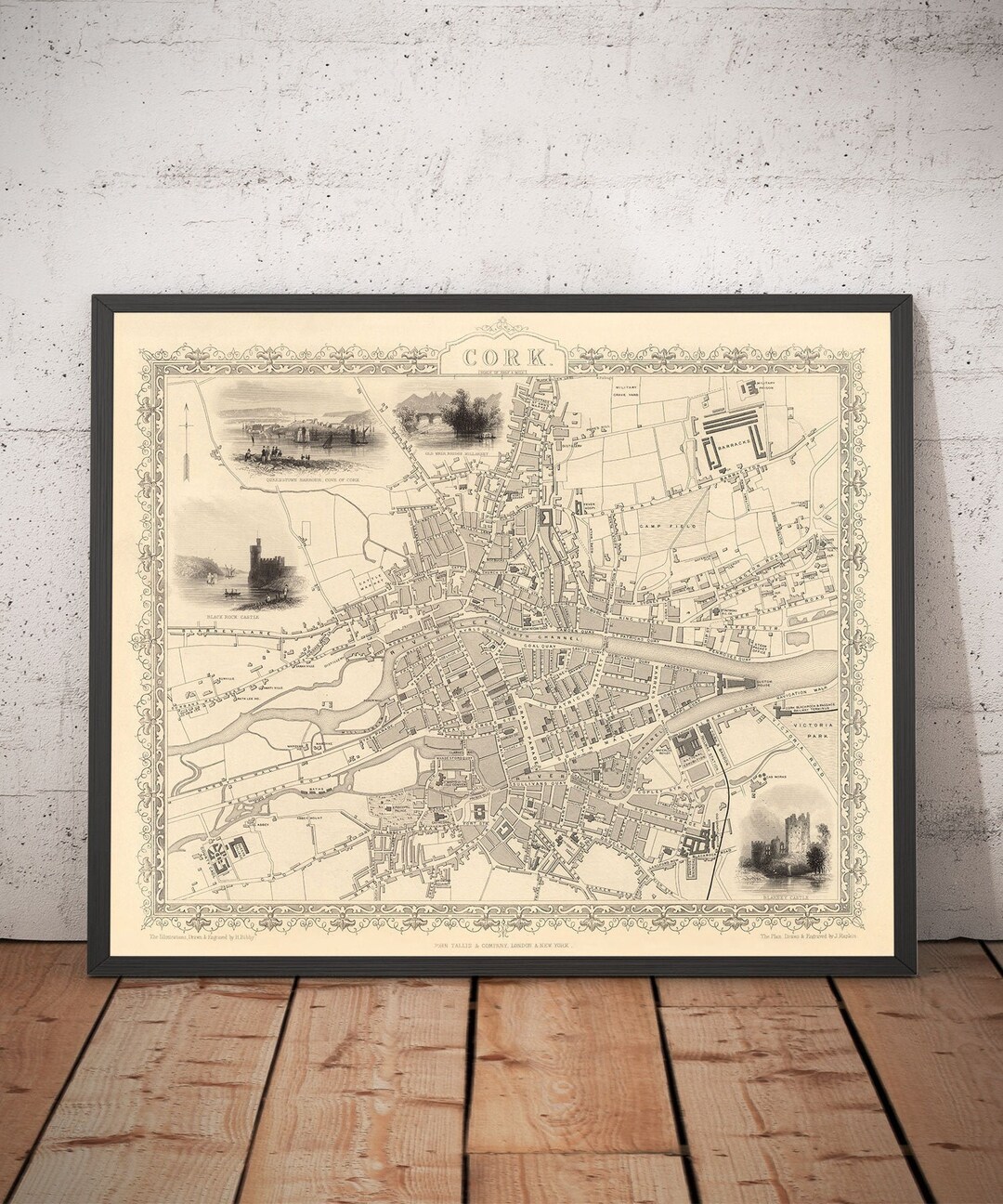 Old Map of Cork, Ireland, 1851 by Tallis & Rapkin - Victorian Quarter ...