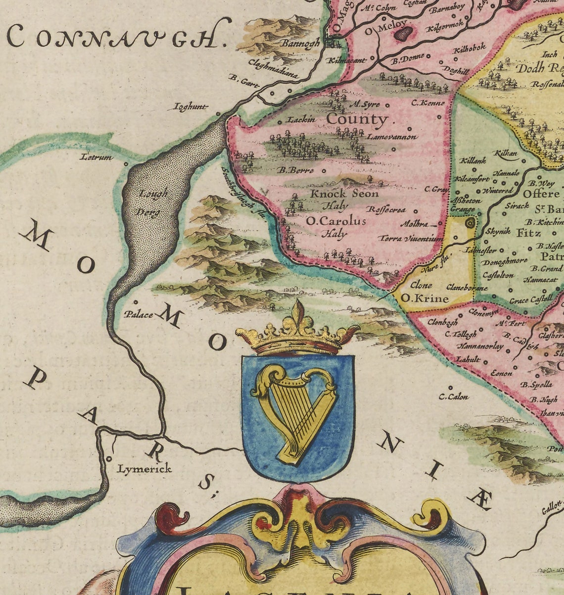 Old Map of Leinster Ireland in 1665 by Blaeu County Dublin - Etsy