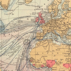 Old World Map of British Empire Trade Routes & Ocean Currents, 1895 ...