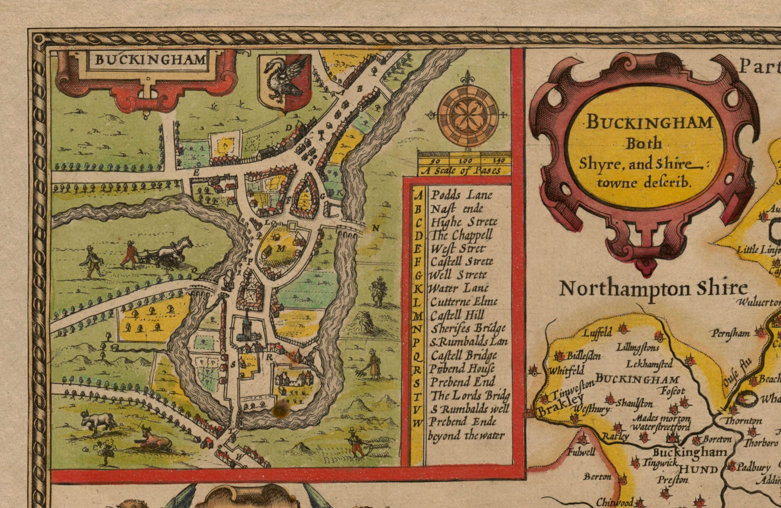 Old Map of Buckinghamshire in 1611 - High Wycombe, Amersham, Buckingham ...
