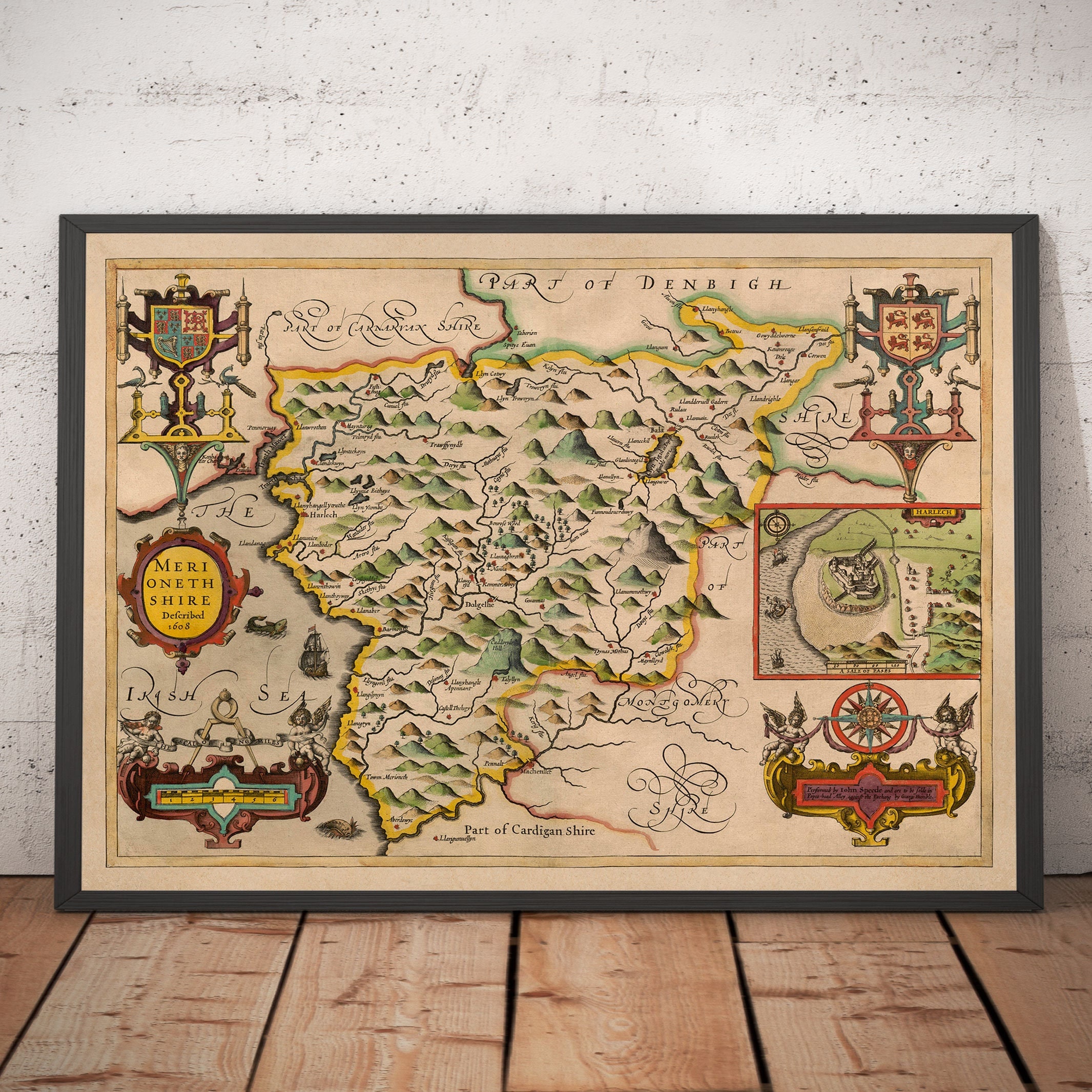 Old Map of Merionethshire, Wales in 1611 by John Speed - Dolgellau ...