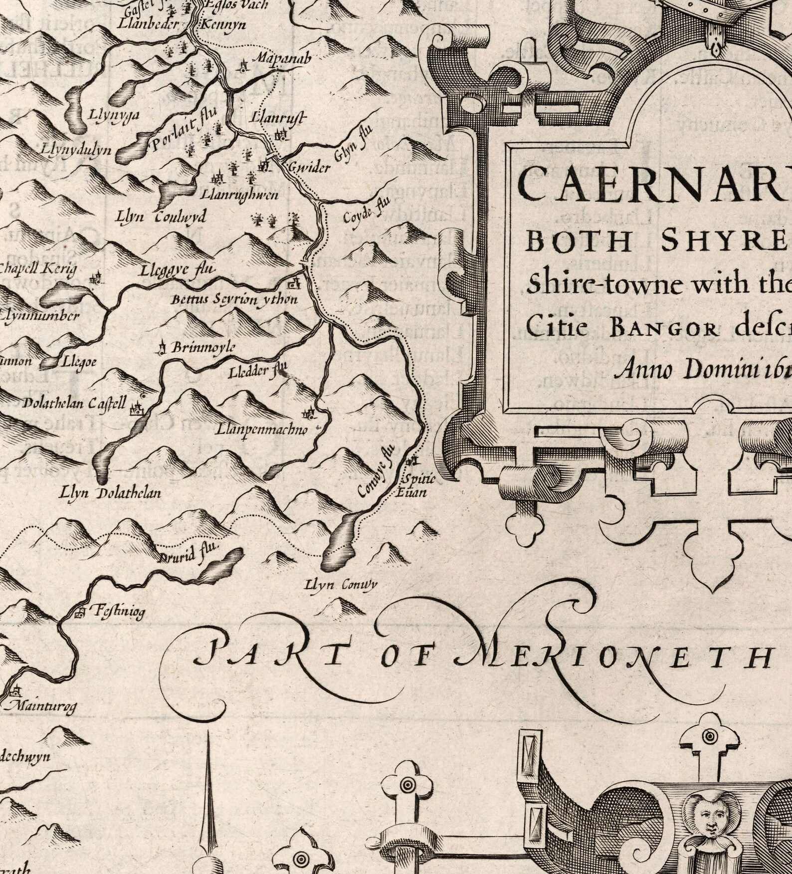 Old Map of Caernarfonshire Wales, 1611 by John Speed - Caernarfon ...