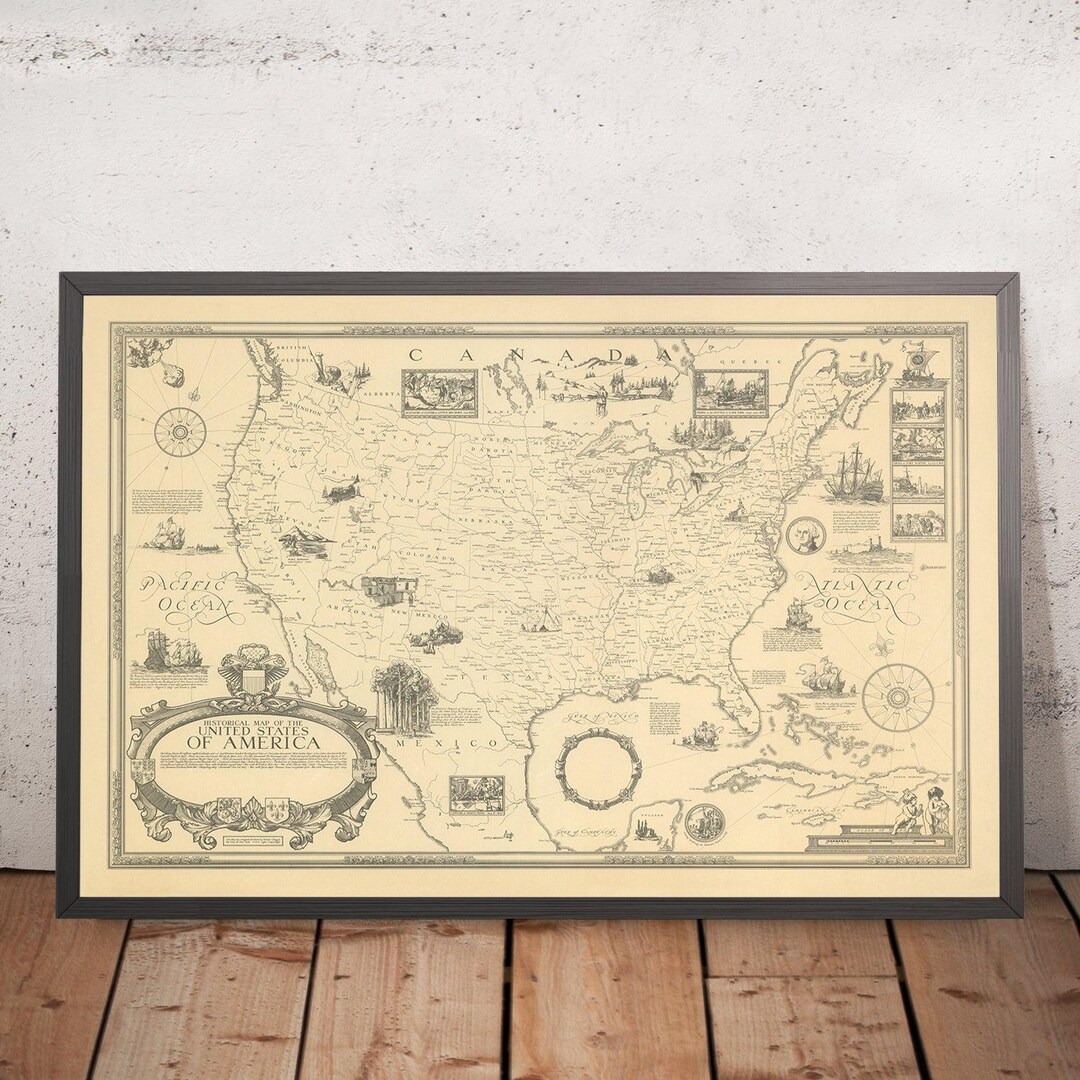 Old Pictorial Map of the United States by Clegg, 1926 - Etsy