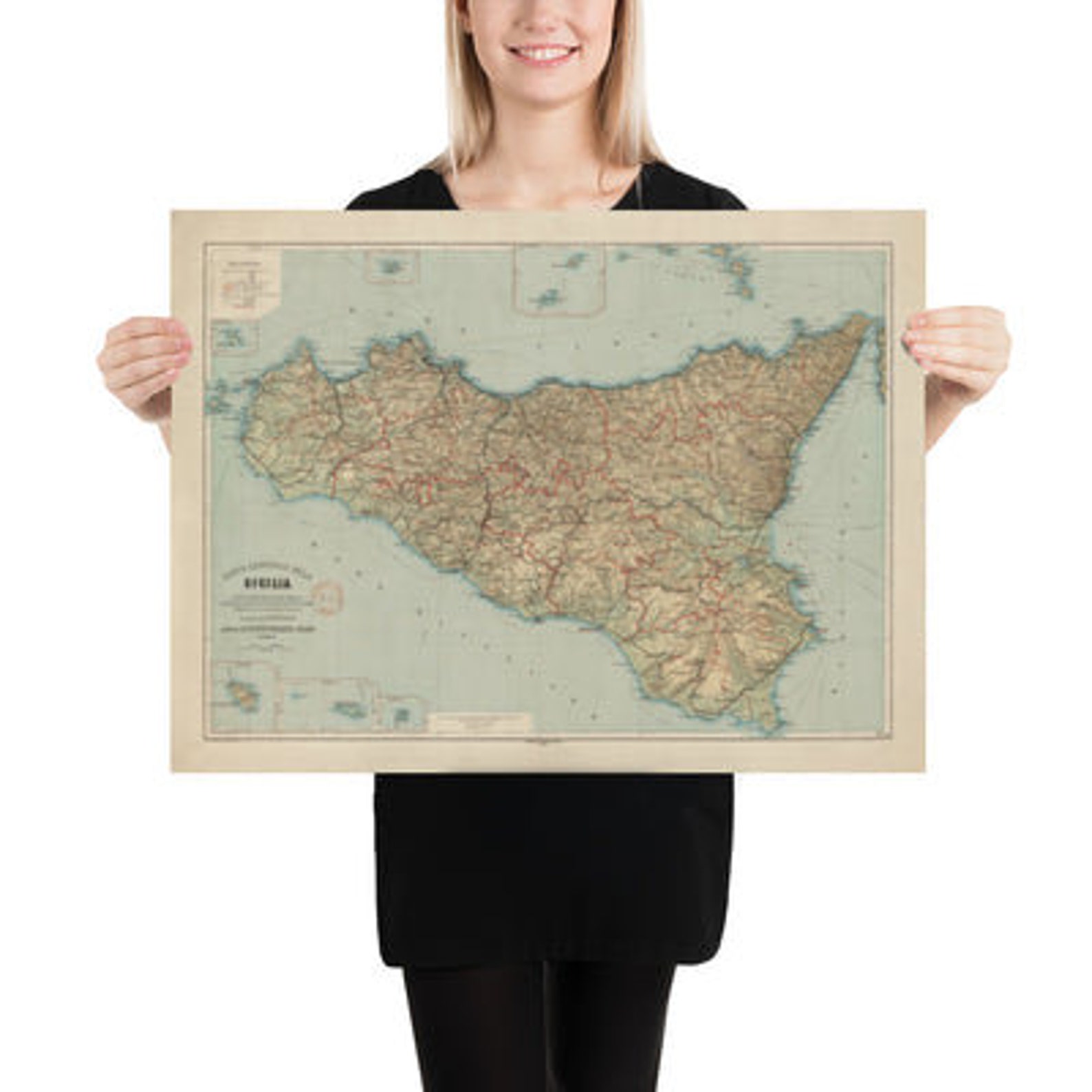 Old Map of Sicily in 1891 by Wilhelm Fritzsche - Palermo, Catania ...